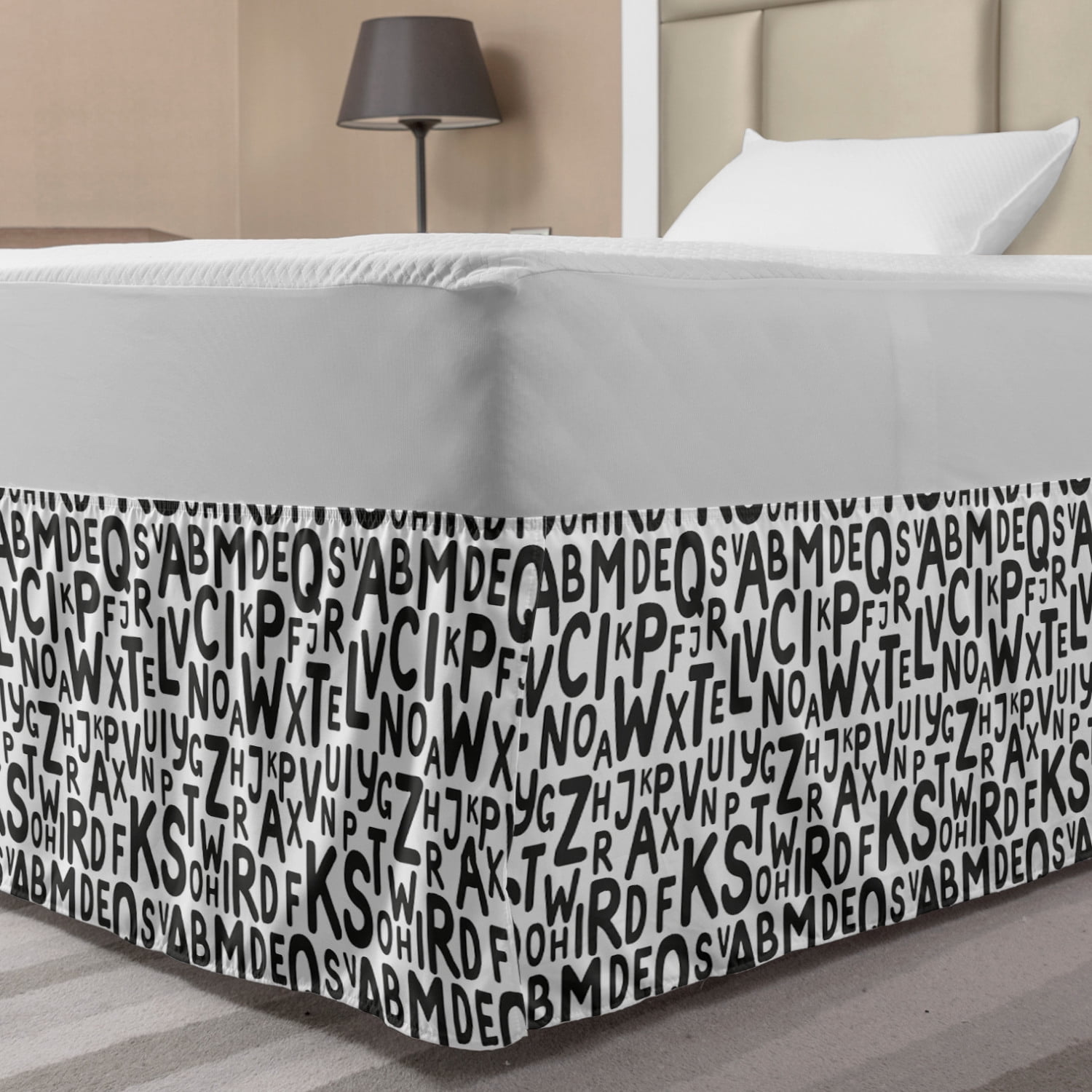 Alphabet Bed Skirt, Uppercase English Letters on a Plain Background ...