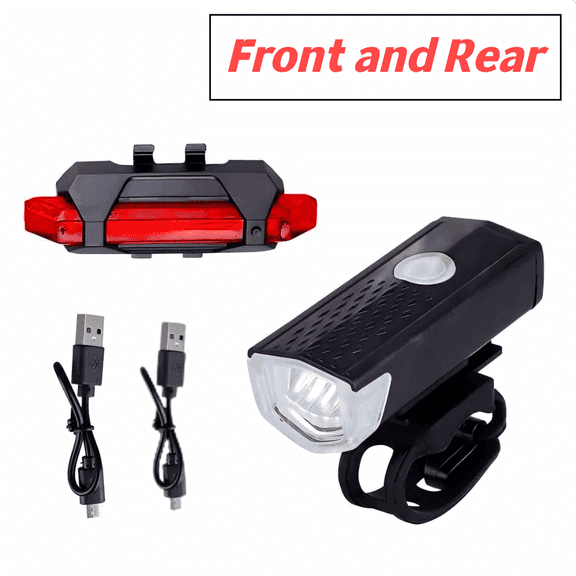 USB Rechargeable LED Bike Light Set with Front & Rear Light, 650mah Battery, 4 Light Modes ...