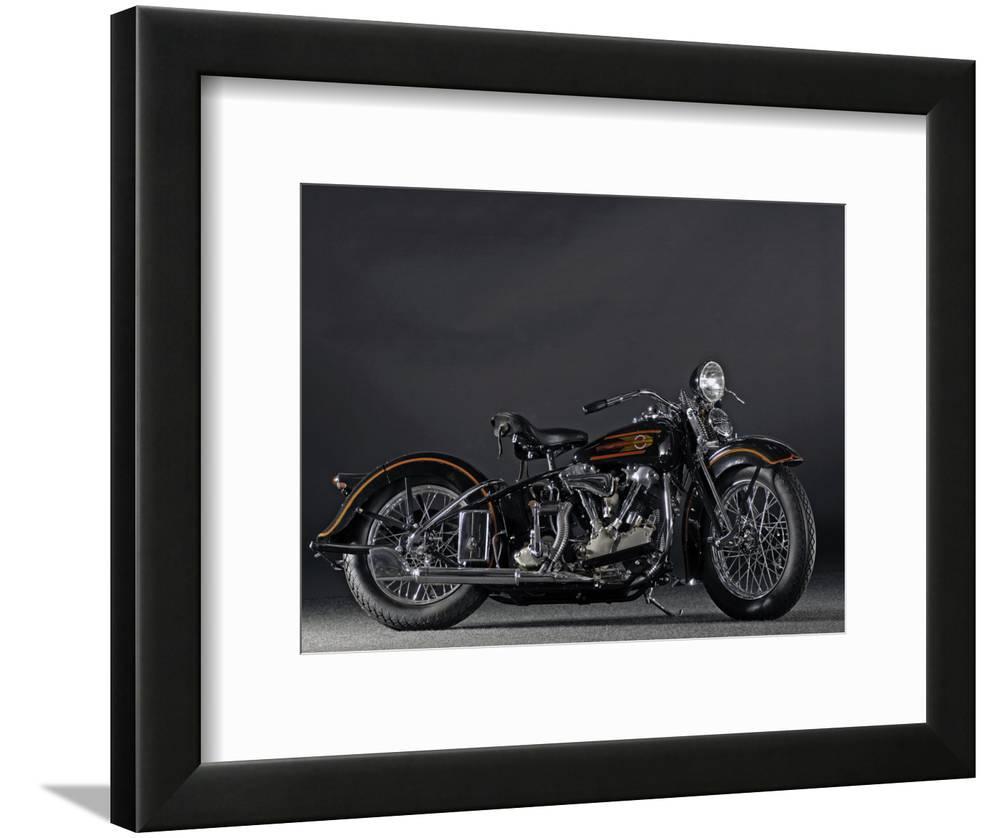 1937 Harley Davidson Motorcycle Art Print Art & Collectibles Giclée ...