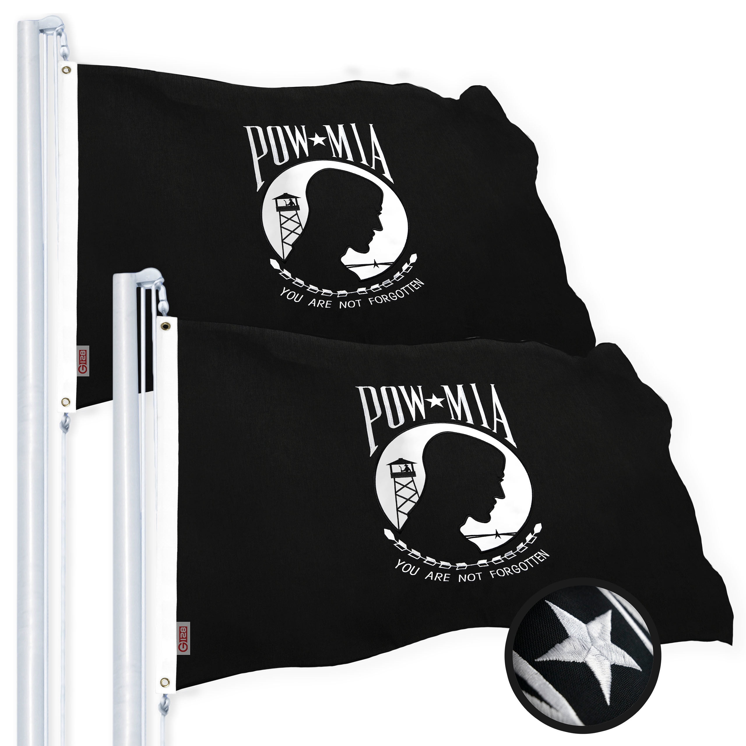 G128 POW MIA Flag 2x3 FT 2-Pack Embroidered Spun Polyester - Walmart.com