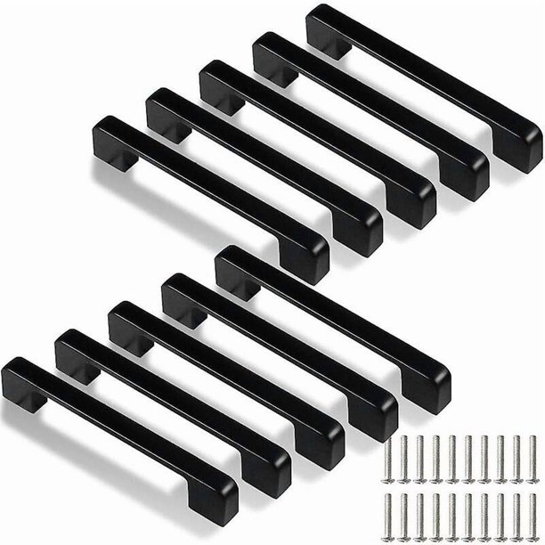 Kitchen Handles 128mm, 10pcs Black Kitchen Cabinet Handles for Doors ...