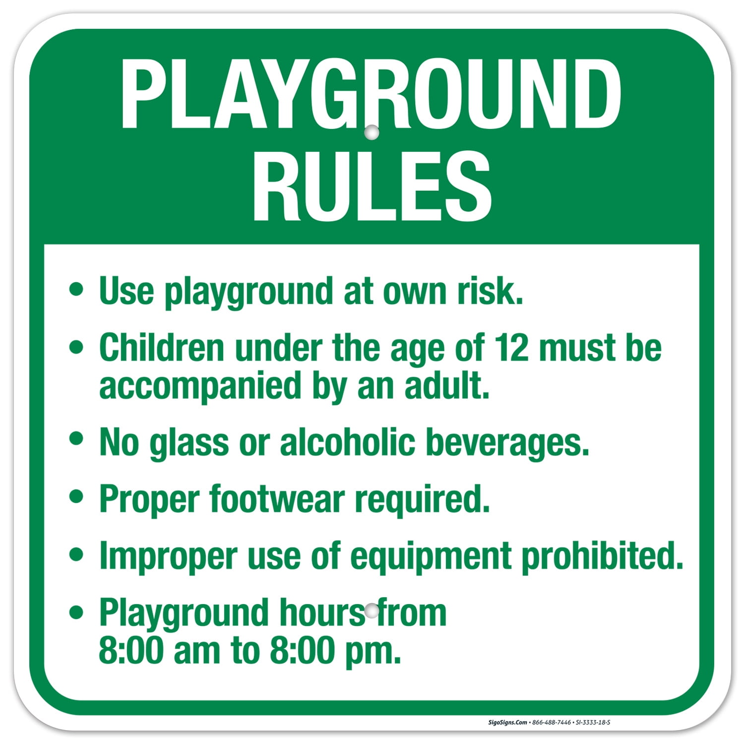 Playground Rules Sign, Use Playground At Own Risk Sign, - Walmart.com