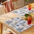 Blue Sailboat Placemats Set of 2, Ocean Blue White Lighthouse Sea Star ...