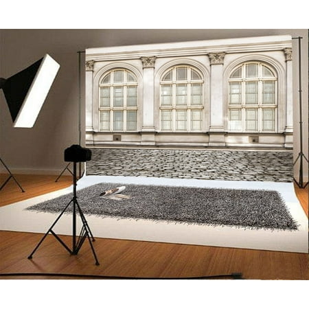 YUSDECOR 7x5ft Nature Street Backdrop French Sash Arch Window Carving ...