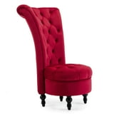 BELLEZE Vintage Upholstered Velvet Tufted High Back Armless Accent ...