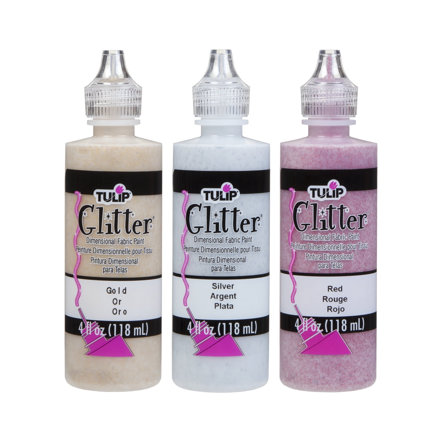 Tulip Dimensional Fabric Paint Glitter Festive 4 fl. oz. 3 Pack ...