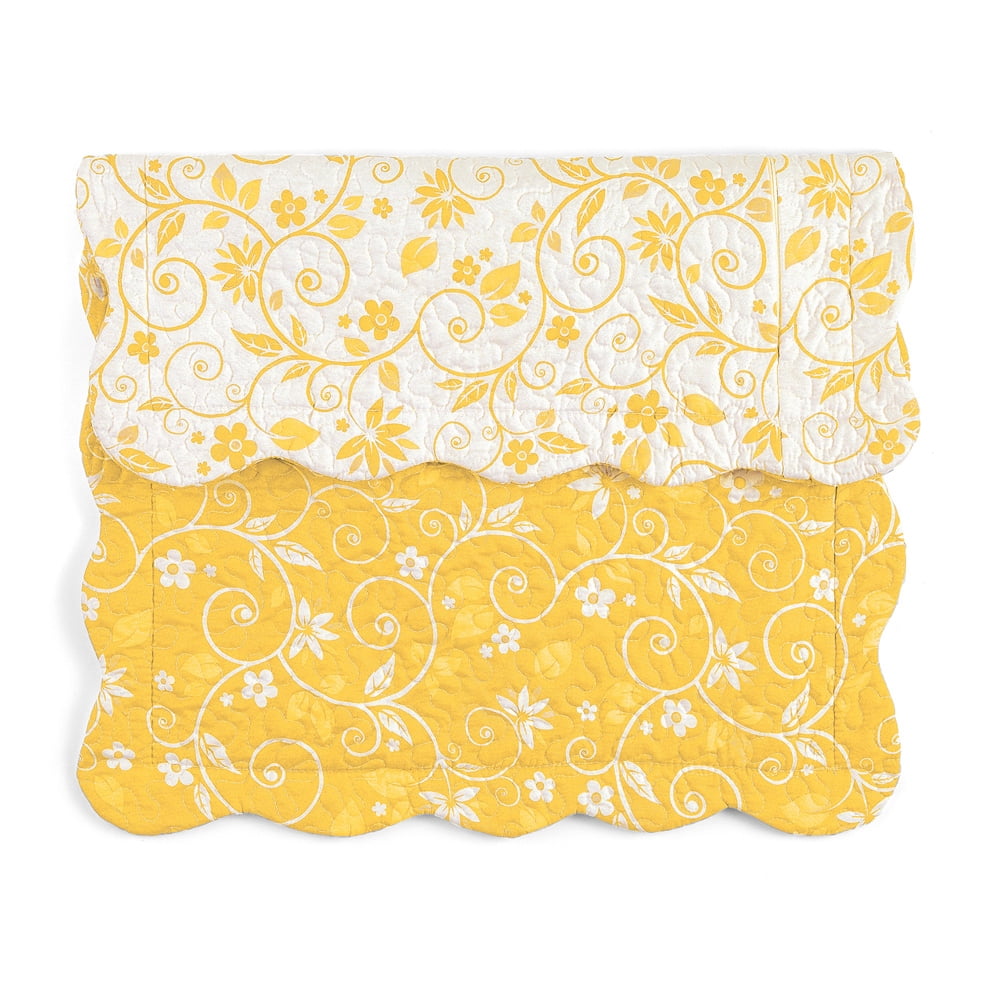 Collections Etc Reversible Floral Scroll Pillow Sham Yellow Sham ...