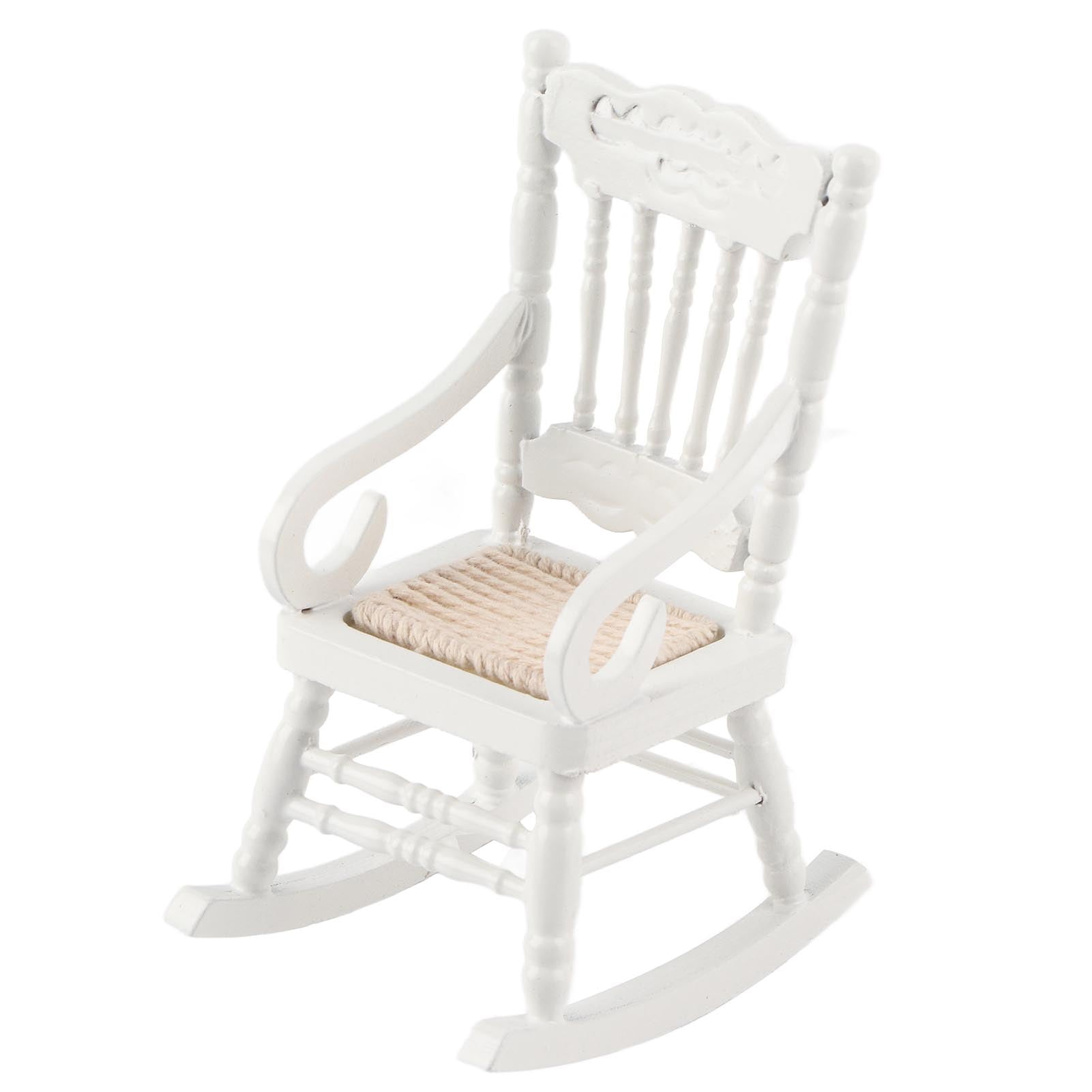 BORDSTRACT Dollhouse Miniature Chair, Mini Woven Rocking Chair ...