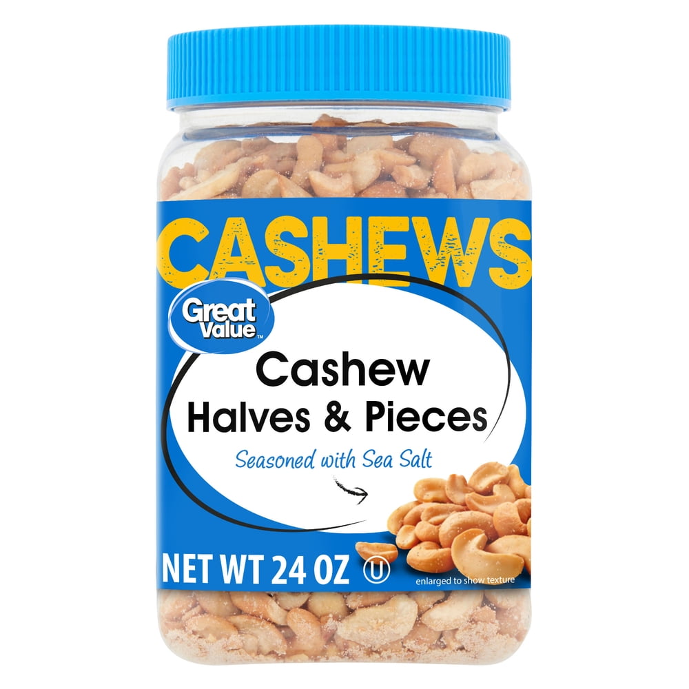 Great Value Roasted & Salted Cashew Halves & Pieces, 24 oz - Walmart ...