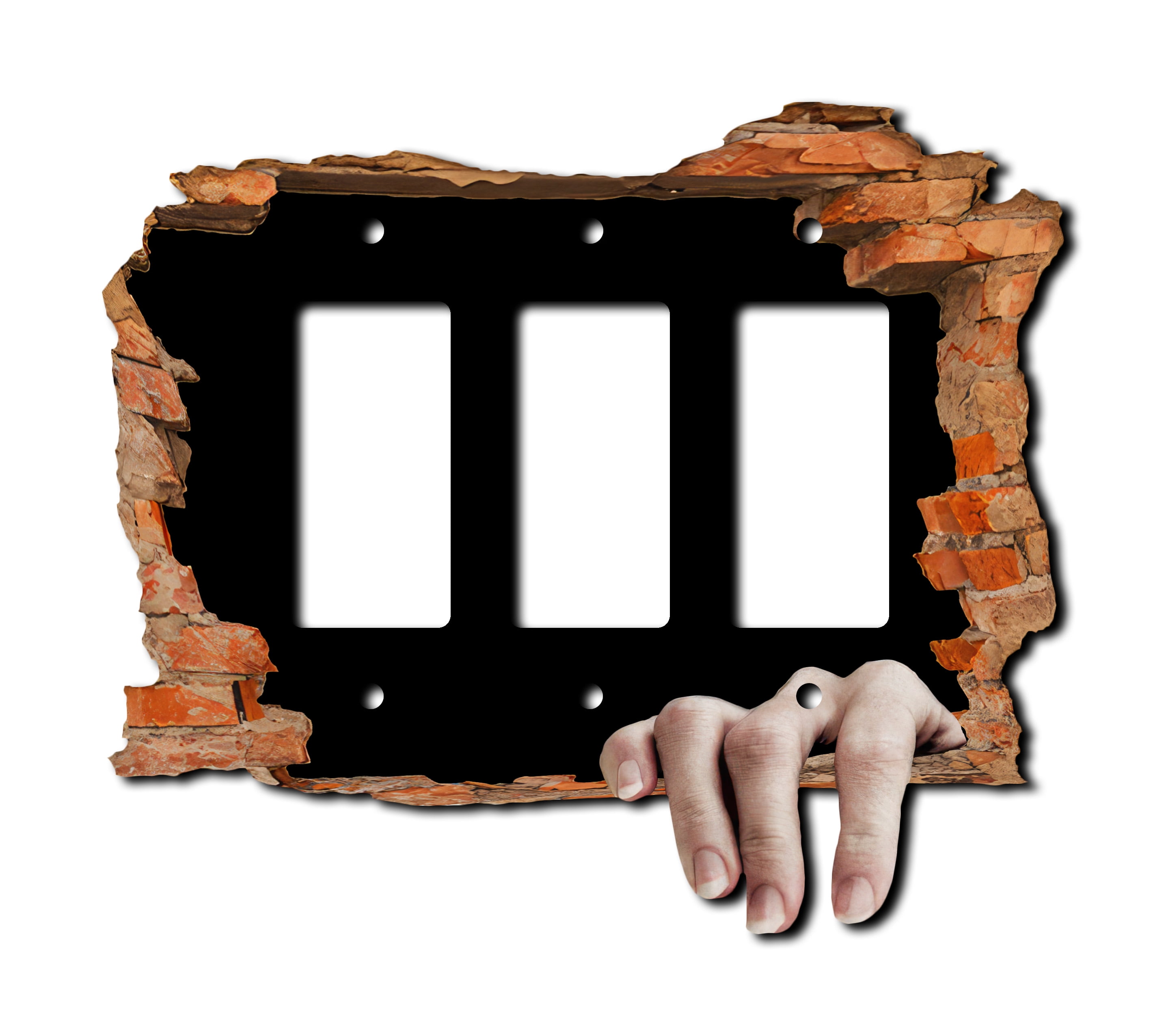 Off The Wall Plates - Creepy Hand Hole in the Wall - Triple Gang Paddle ...