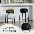 Boucle Backless Counter Stools Set of 4, Modern Bar Stools with Round ...