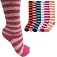 6 Pairs Women Girl Winter Knee High Socks Cozy Fuzzy Slipper Warm Long