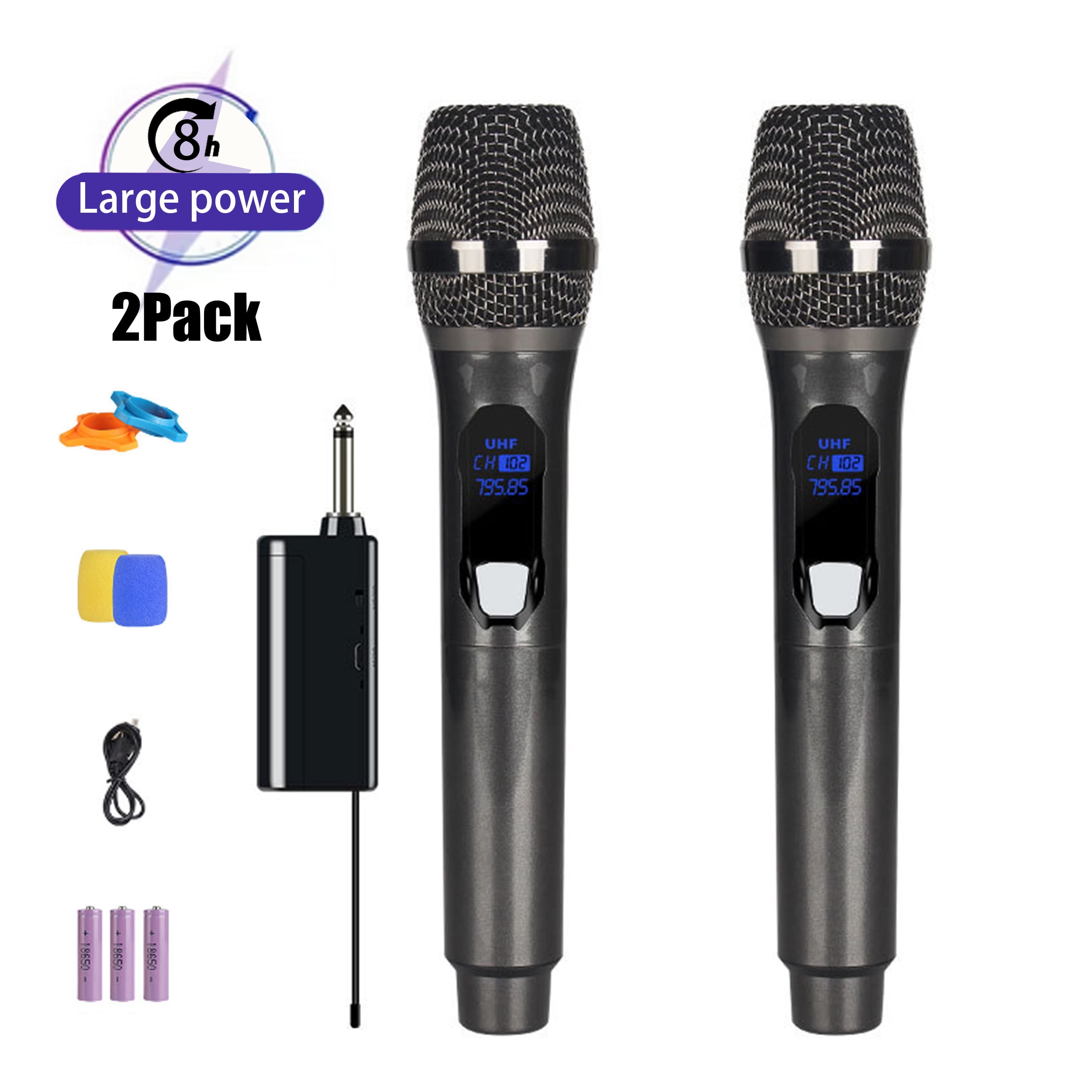 SZROBOY Wireless Microphones, Cordless Dual Handheld Dynamic Mic System ...