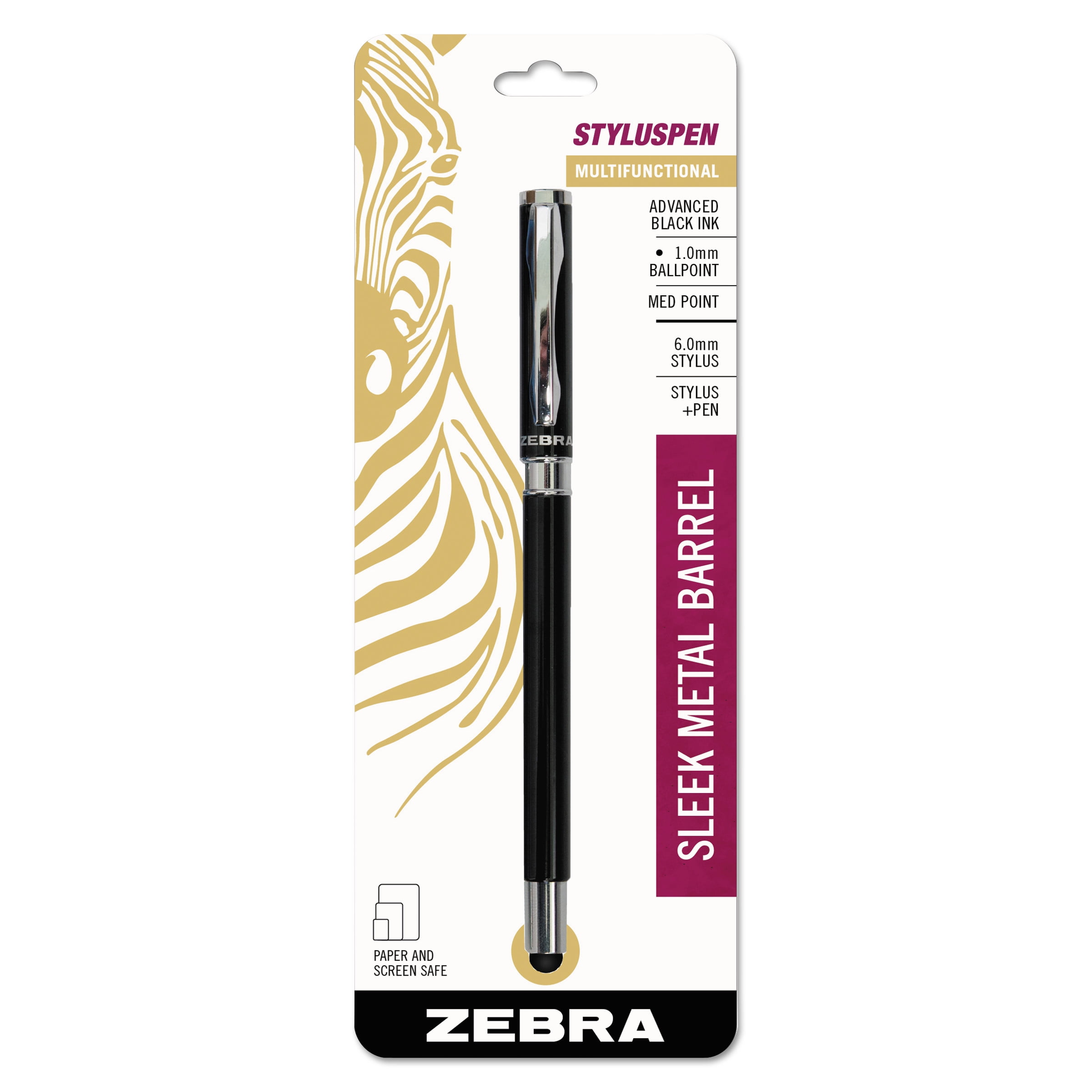 Zebra StylusPen Capped Ballpoint Pen/Stylus, Black -ZEB33211 - Walmart ...