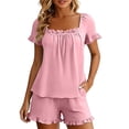 BUIGTTKLOP Pajamas Sets for Women Square Neck Puff Sleeve Tops Wide Leg ...