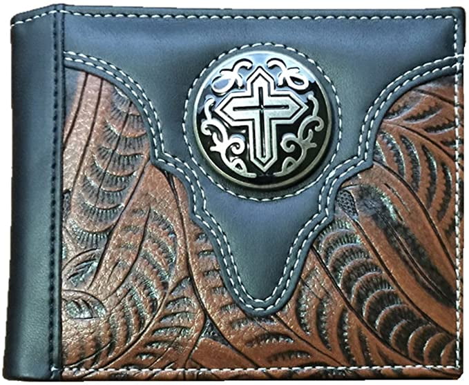 Premium Western Style Soft PU Leather Bifold Wallet in Multi- Emblem ...