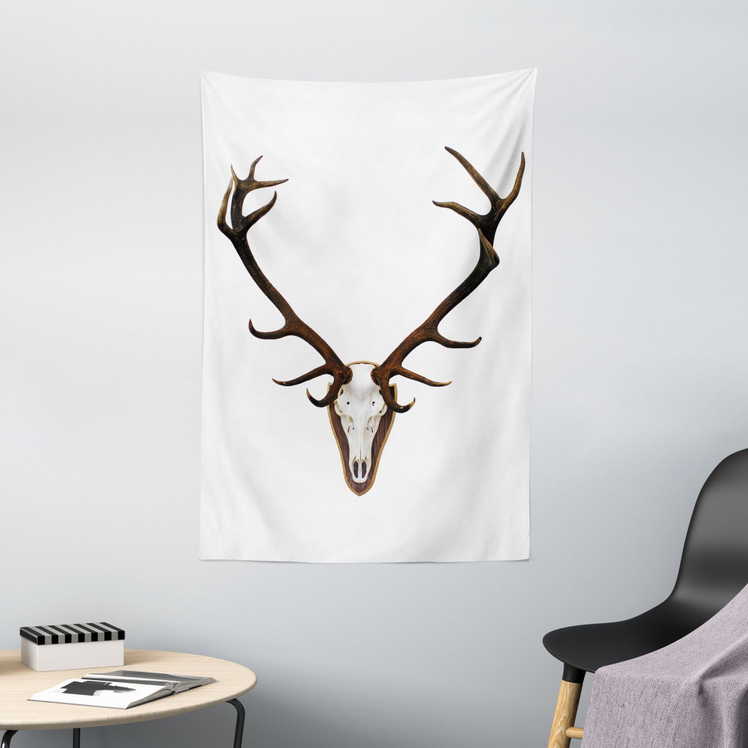 Antlers Decor Wall Hanging Tapestry, Antlers Of A Huge Stag, Bones ...