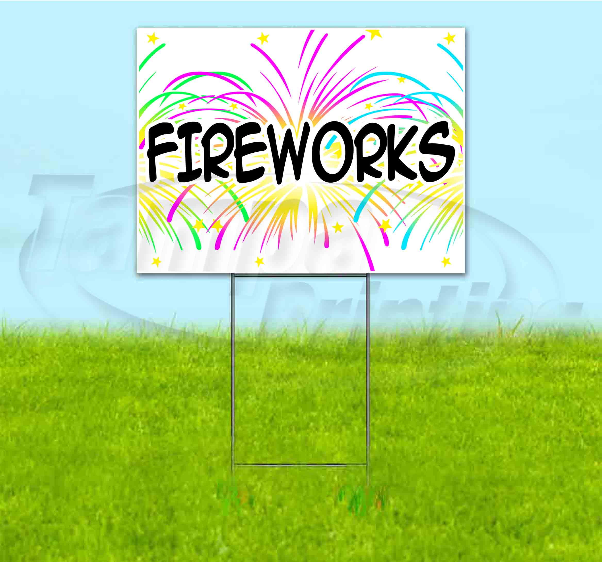 Fireworks (18" x 24") Yard Sign, Includes Metal Step Stake - Walmart.com