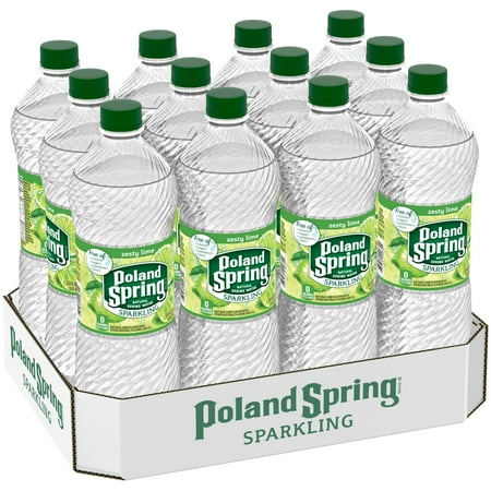 Poland Spring Sparkling Water, Zesty Lime, 33.8 oz. Bottles (Pack of 12) - Walmart.com
