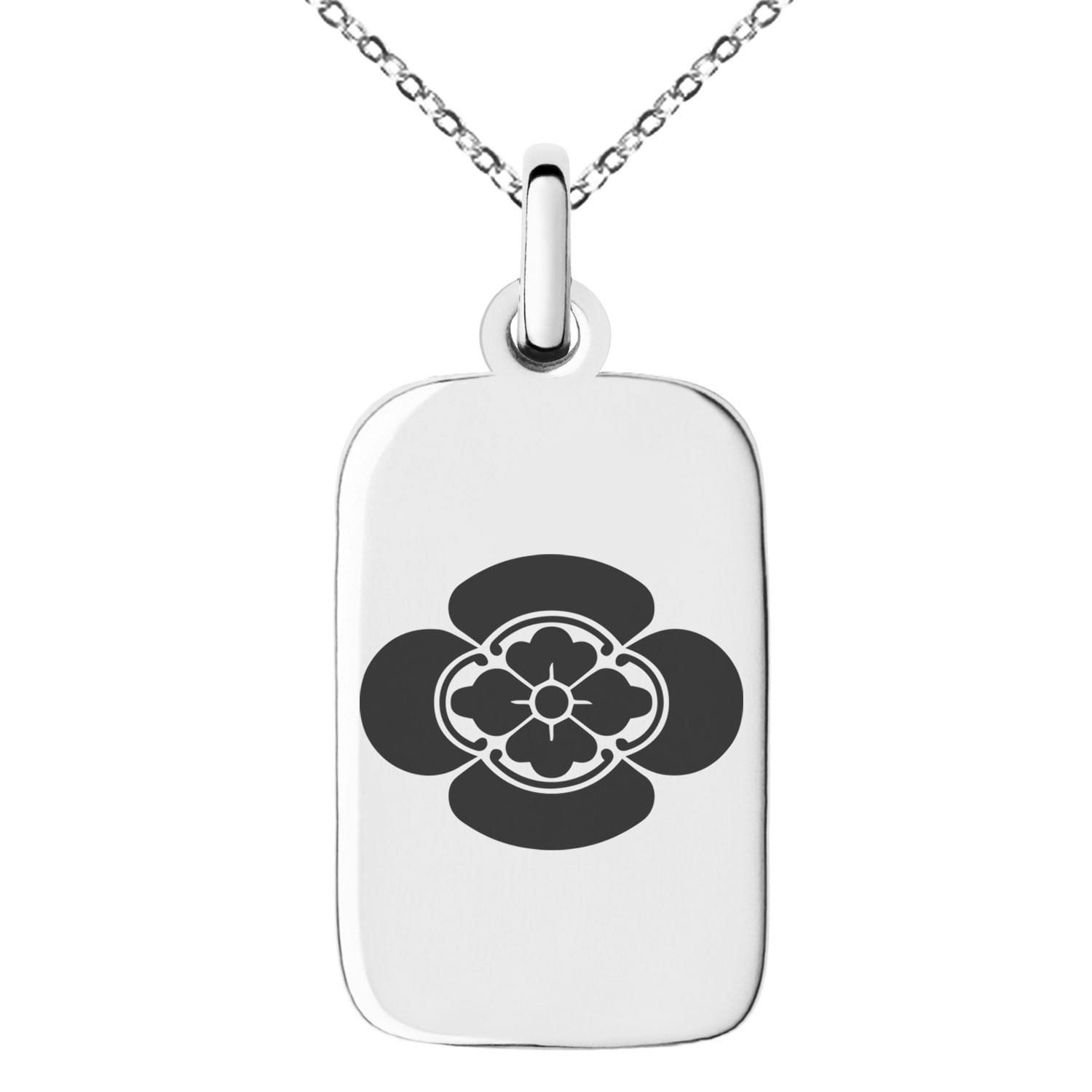 Stainless Steel Ikeda Samurai Crest Engraved Small Rectangle Dog Tag ...