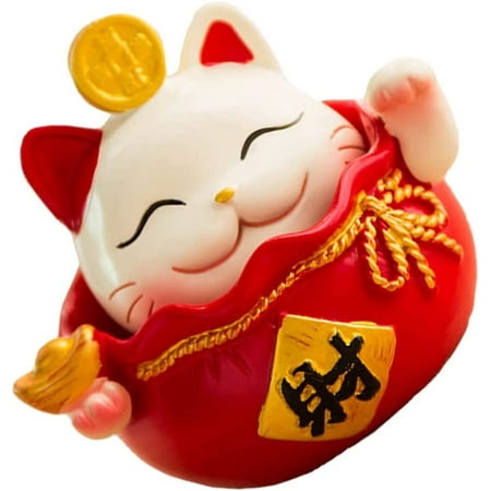 Japanese Lucky Cat Figurine Maneki Neko Feng Shui Fortune Cat ...