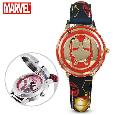 Ironman Kids Watch Leather Quartz Flip Metal Case Watches Super Hero ...