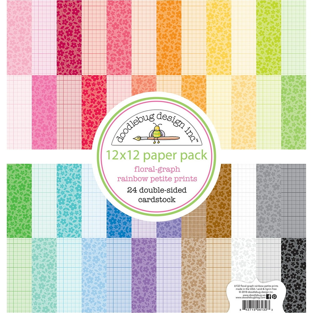 Doodlebug Petite Prints Double-Sided Cardstock 12"X12" 24/Pk-Floral ...