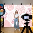 12x8ft Photo Backdrop, Coastal Pink Soft Polyester Backdrop Curtains ...
