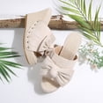 Beige Women'S Casual Wedge Roman Slippers, Round Toe Bow Design Beach ...