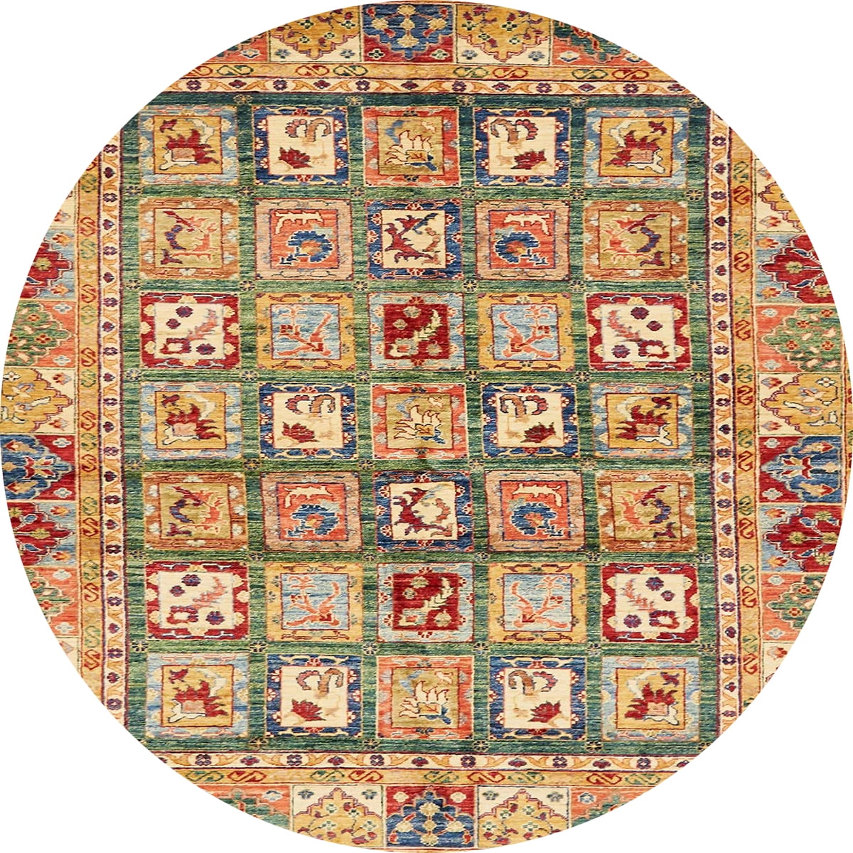 Ahgly Company Indoor Round Abstract Metallic Gold Abstract Area Rugs, 5 ...