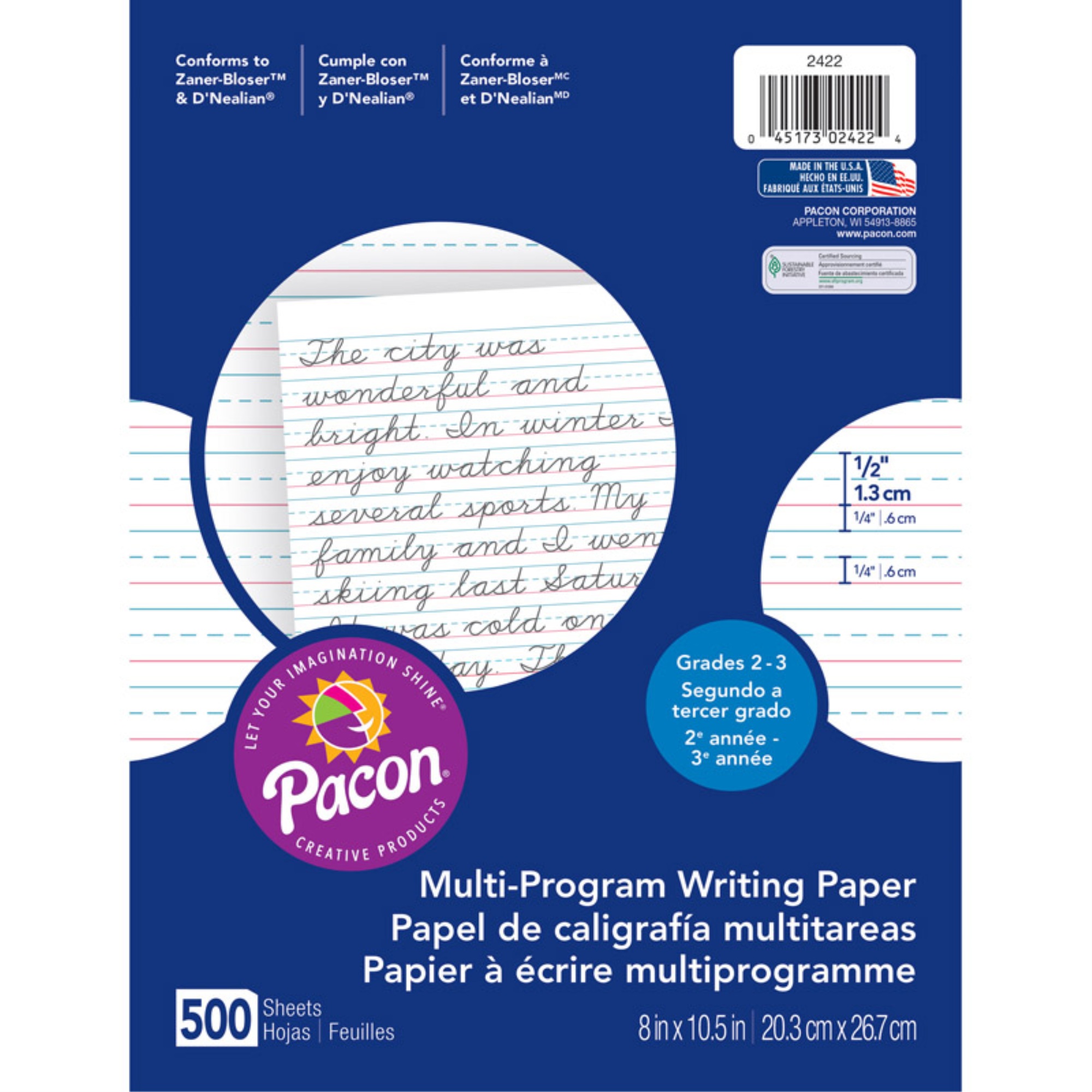 Pacon Handwriting Paper Tablet, Grades 2 & 3, Ruled Short, 8" x 10.5 ...
