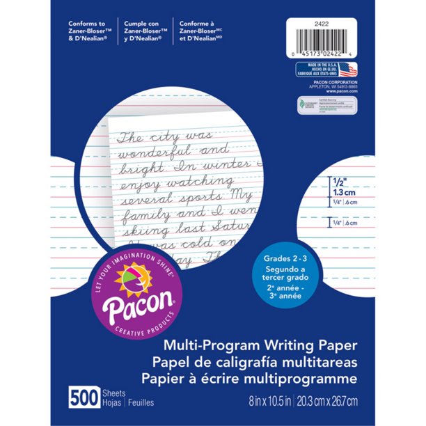 Pacon Handwriting Paper Tablet, Grades 2 & 3, Ruled Short, 8" x 10.5 ...