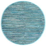 SAFAVIEH Rag Candis Striped Cotton Area Rug, Turquoise/Multi, 4' x 4 ...