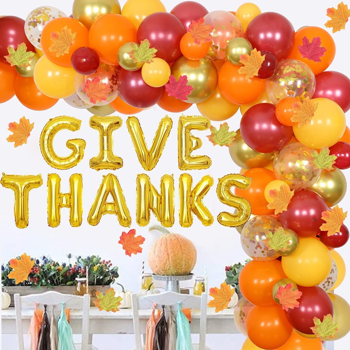 Thanksgiving Balloons Garland Arch Kit Burgundy Orange, Give Thanks ...