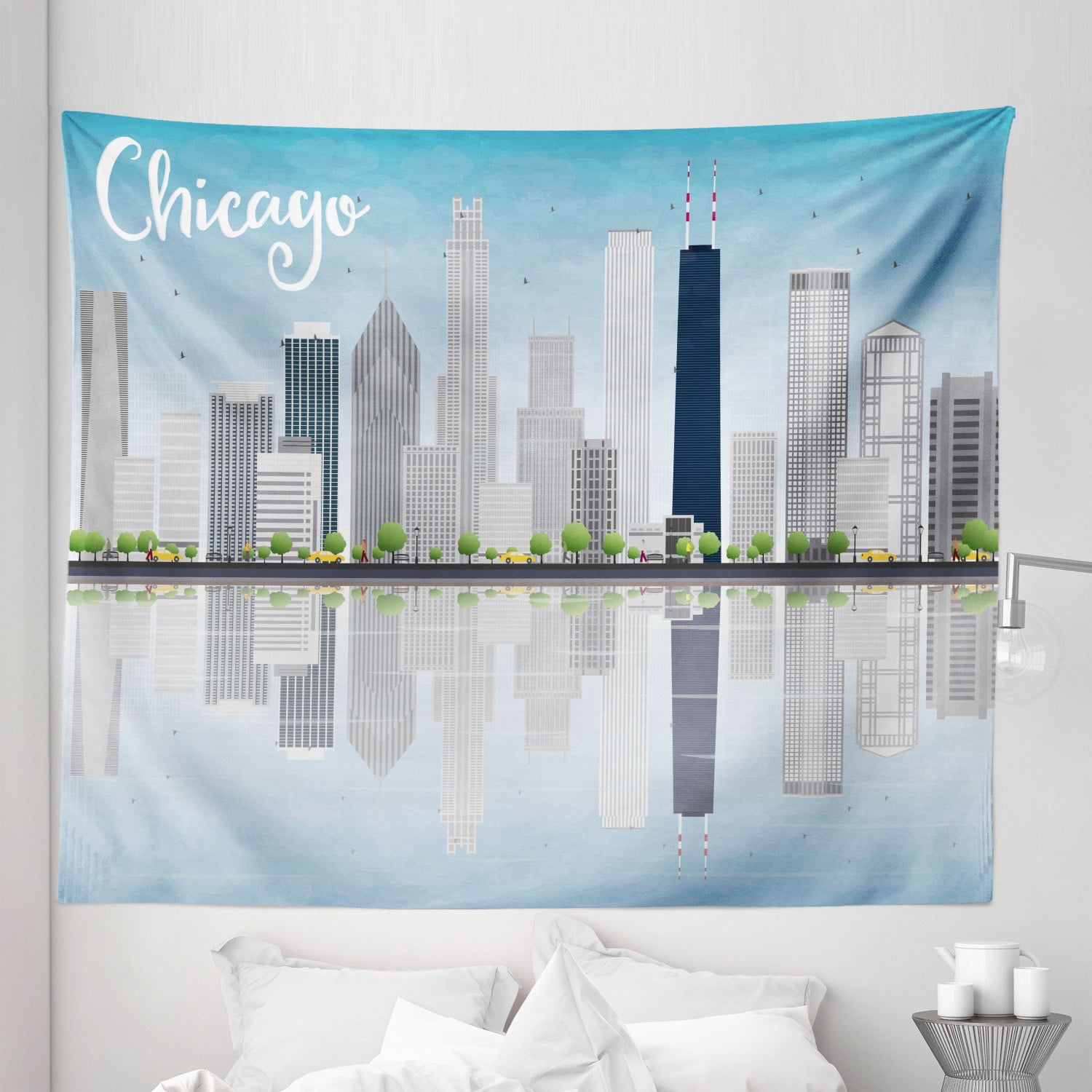 Chicago Tapestry, Skyscrapers Lake Michigan Illinois Classic American ...