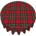 Checkered Christmas Tablecloth Round 70 Inch,Red Green Retro Plaid ...