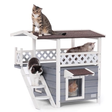 PawHut Home Outside Catio, Large Outdoor Kitten Hut for 3 Cats ...