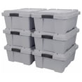 12 Gallon Plastic Storage Tote with Lid, Gray, Stackable Utility ...