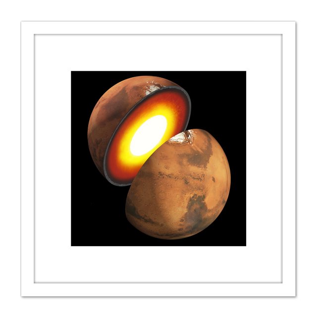 Space NASA Planet Mars Interior Layers Illustration 8X8 Inch Square ...