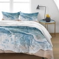 4 Piece Duvet Cover Set Twin, Beach Waves Blue Ocean Soft Breathable ...