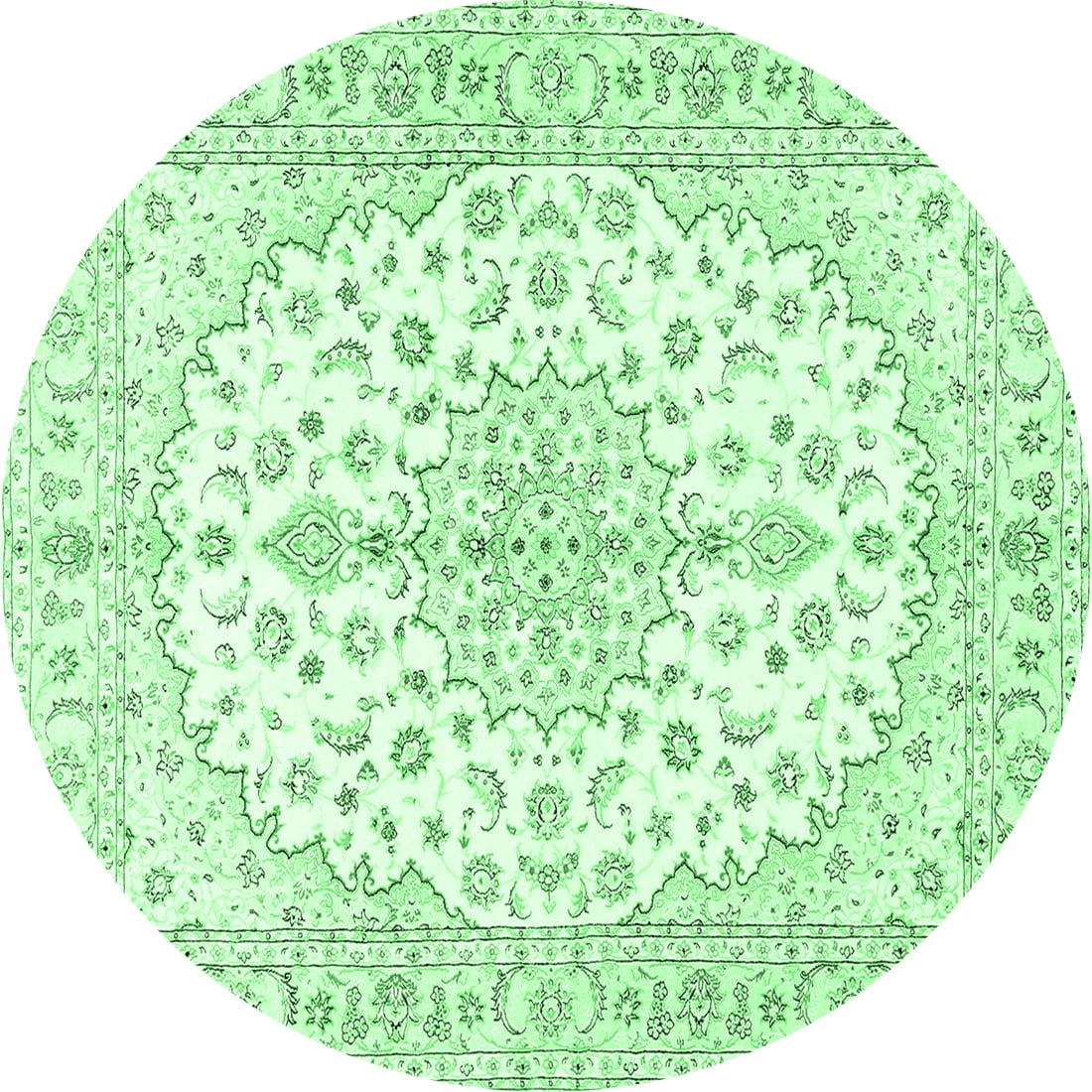 Ahgly Company Indoor Round Medallion Emerald Green Traditional Area ...