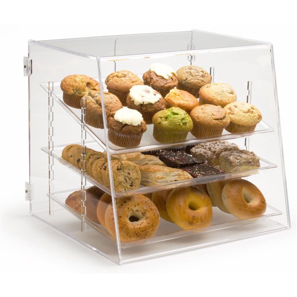 Pastry Display Case with 3 Removable Trays, Rear Door - 19"w x 17"h x ...