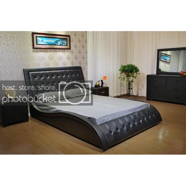 Greatime B1136-2 Wave-like Shape Upholstered Modern Platform Bed, Queen ...