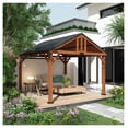11x12' Hardtop Gazebo Wooden Frame, Waterproof Asphalt Roof Pavilion ...