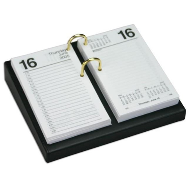 Black Leather 3.5 in. x 6 in. Desktop Calendar Holder - Silver Bolts ...