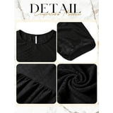 HUBERY Women Crew Neck Short Puff Sleeve Ruffled Keyhole Back Midi ...
