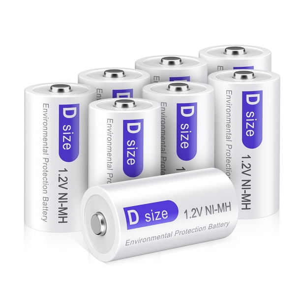 Palogreen Rechargeable D Batteries 8000mAh 1.2V NiMH D Size Batteries 8 ...