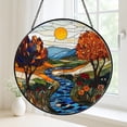 Autumn Forest Path Stained Glass Style Suncatcher Window Decor, Scenic ...