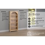 Prepac Ark 78" Tall 5-Tier Arched Bookcase in Natural Oak, Modern ...