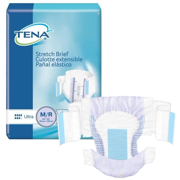 TENA 67802 Stretch Ultra Absorbency Brief, Medium 33 to 52 Inch, Case ...